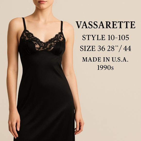 vassarette | Intimates & Sleepwear | Vassarette Black Lace Nylon Full ...